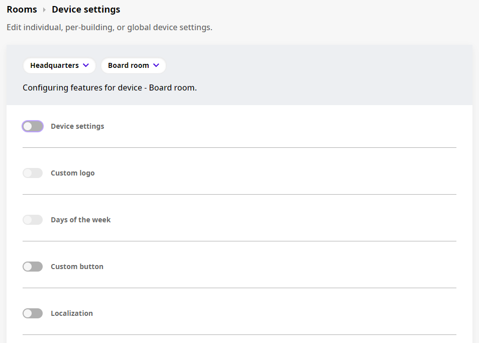 Device-specific settings