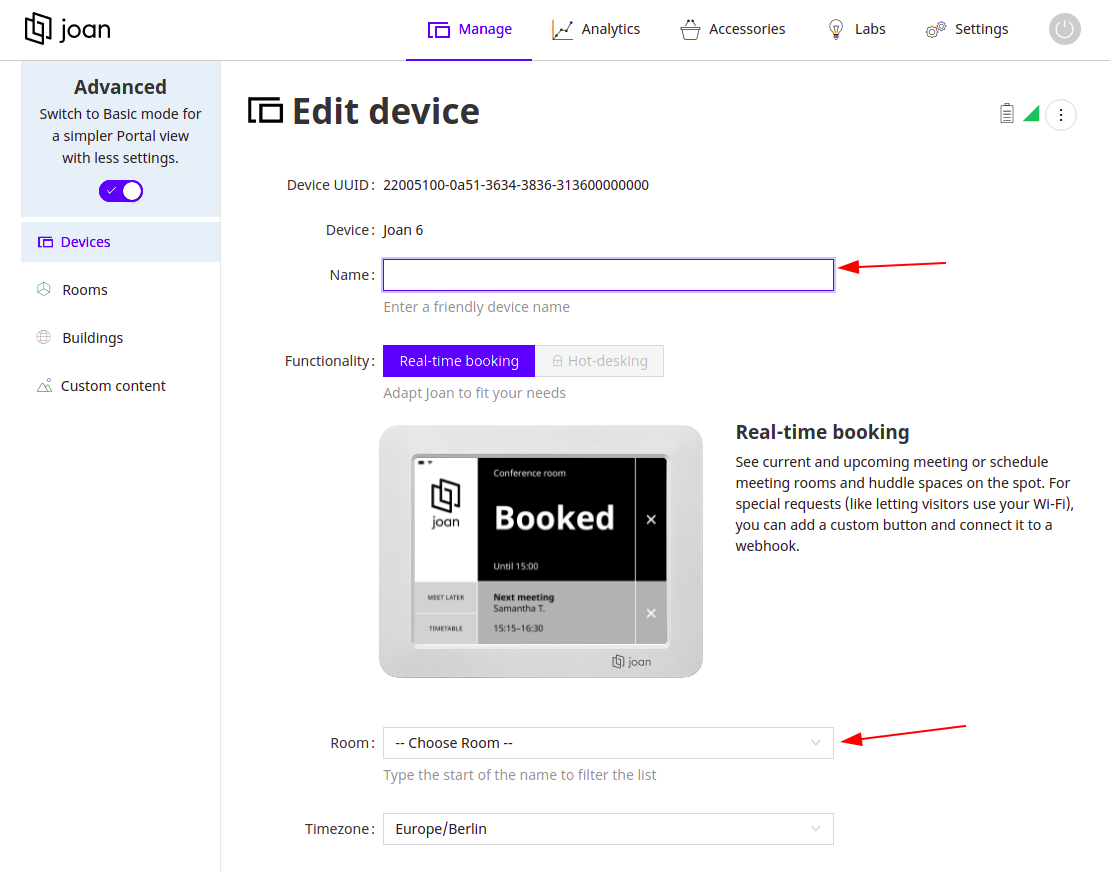 How to connect a room resource to your Joan device