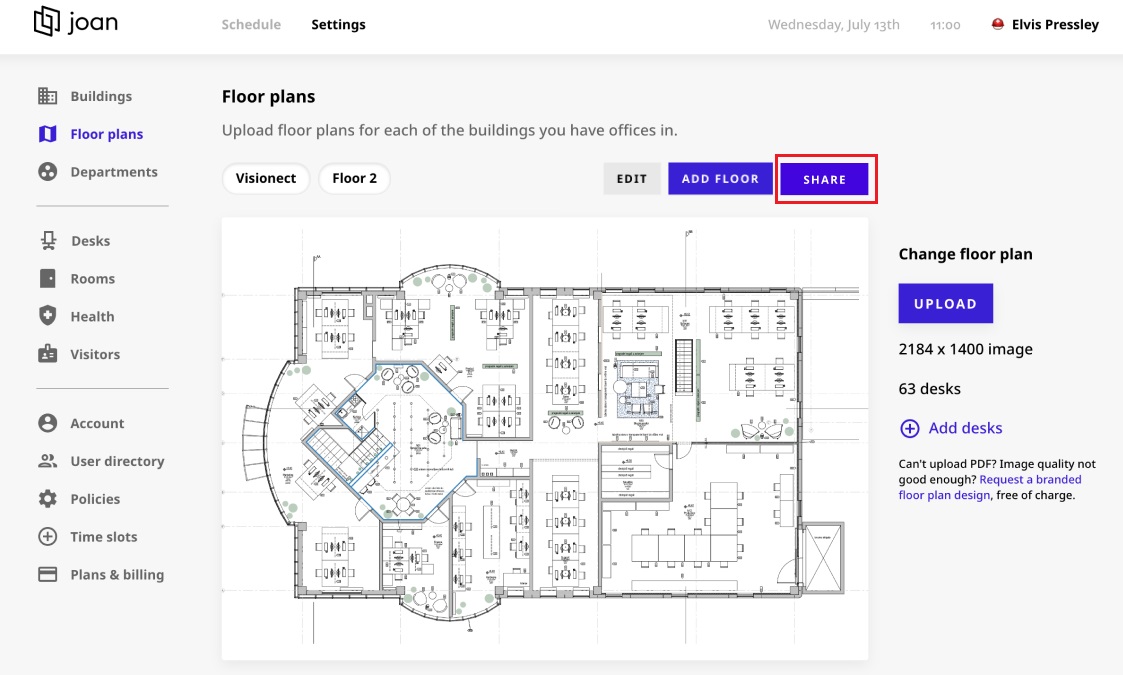 How to share the floor plan to your display
