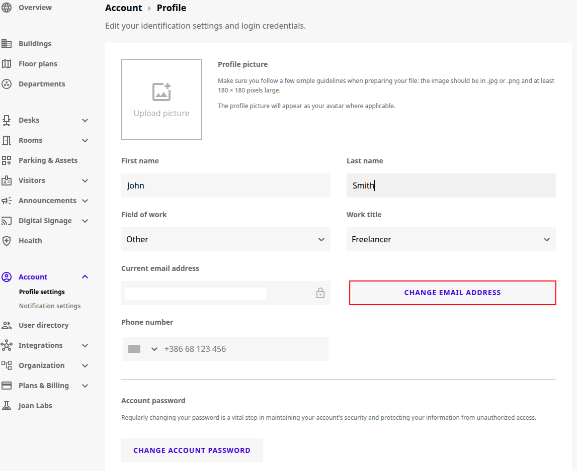 Account settings